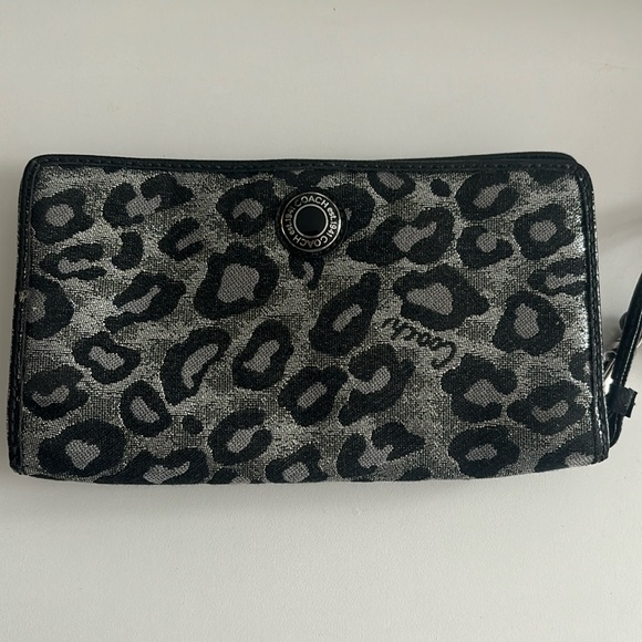 Coach | Bags | Coach Wallet Black Leopard Print Wristlet | Poshmark